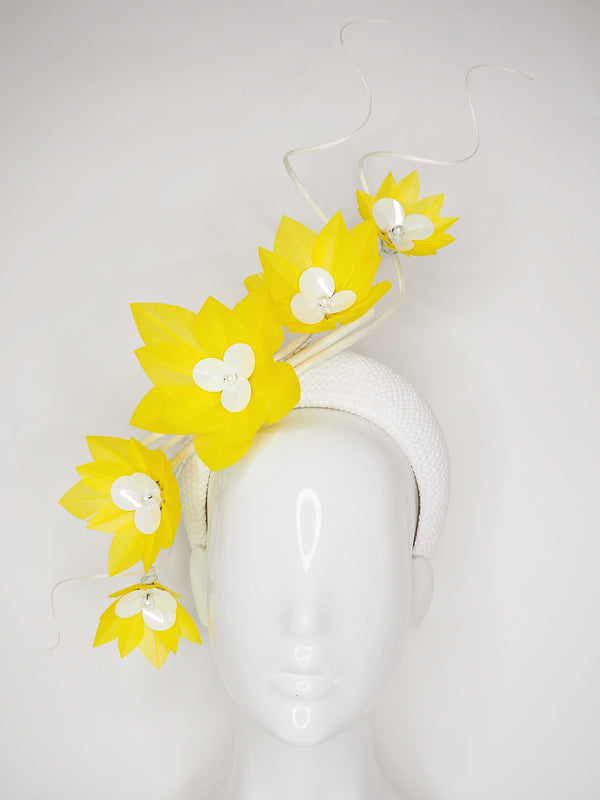 Pre-loved - You Are My Sunshine -Yellow Feather flower vine with ostri ...