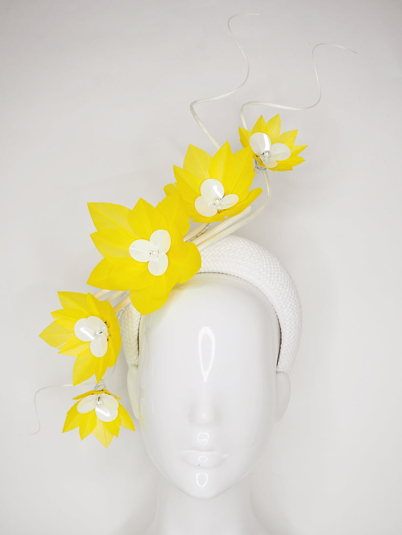Pre-loved - You Are My Sunshine -Yellow Feather flower vine with ostri ...